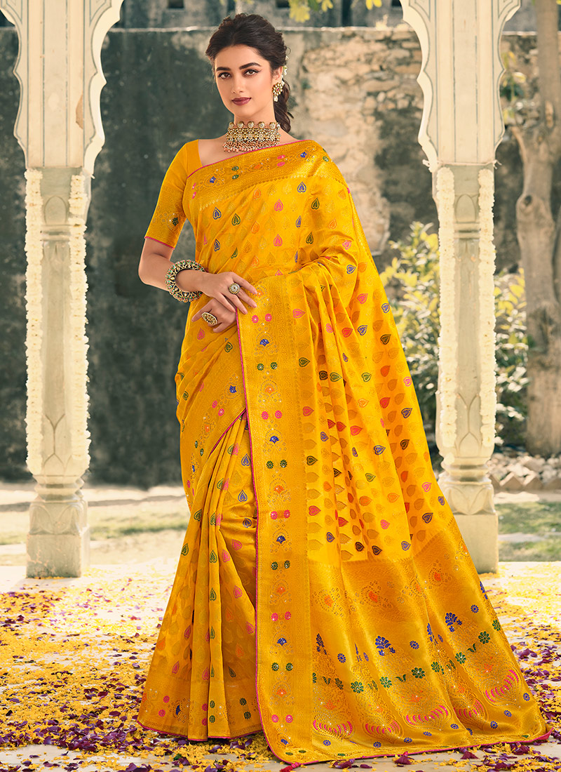Beautiful Designer Yellow Sarees